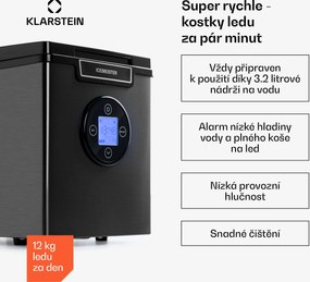 Klarstein Icemeister 2G, výrobník ledu, 12 kg/24 h, LCD displej, nerezová ocel