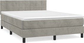 Box spring postel s matrací světle šedá 140x200 cm samet 3141305