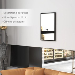 HOMCOM Obdélníkové zrcadlo - Zrcadlo do koupelny 50x70 cm - Dekorativní nástěnné zrcadlo do obývacího pokoje, předsíně, chodby - Horizontální nebo ve…