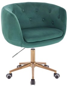LuxuryForm DESIGN Otočné křeslo MONTANA VELUR na zlaté podstavě s kolečky - zelená