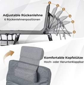 Costway 3 in 1 Zahradní lehátko s opěrkou hlavy a nastavitelným opěradlem