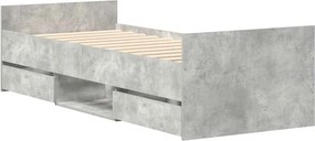 Rám postele s hlavovým a nožním čelem betonově šedý 75 x 190 cm 3203820
