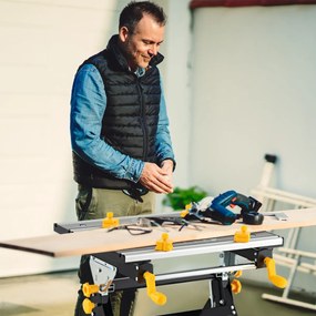 Costway Skládací pracovní stůl s 8 posuvnými svorkami a 7 výškovými úrovněmi