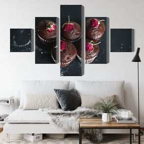 Vícedílný obraz Čokoládové Muffiny S Růží Nedostatek Nedostatek Přírodní plátno 200x120