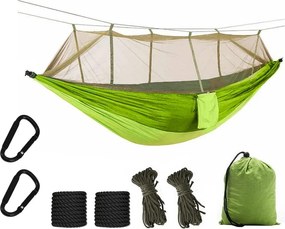 Zaparkorun Outdoorová hamaka - houpací síť se síťkou proti hmyzu - olivová