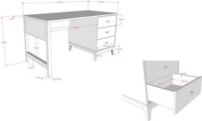 Pracovní stůl v dekoru ořechu 70x140 cm Ilyas – Vipack