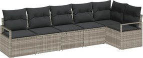 Set pohovek 6 ks Světle šedá polyratan 3346402