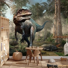 Fototapeta Realistický Dinosaurus A Palmy Omyvatelný vlies 400x280