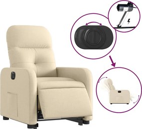Elektrické zvedací polohovací křeslo krémové textil 3206821