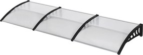 Outsunny Plachta Křídla pro Přední Dveře 303 x 96 x 27 cm s Ochrannou proti UV, Ochrana proti dešti, Slunečník pro Venkovní Použití, Hliník Černý | Ao