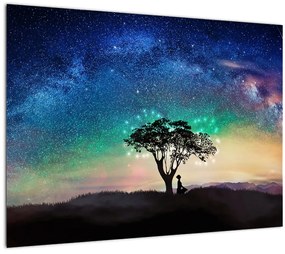 Skleněný obraz - Odpočinek pod hvězdami (70x50 cm)
