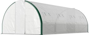 Outsunny Tunelový Skleník 6x3m s 2 Dveřmi a 8 Okny, Zahradní Skleník z PE, Polyesteru a Pozinkované Oceli, Bílý a Zelený