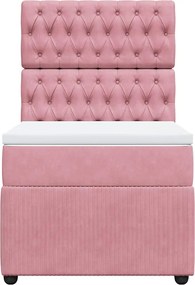 Box spring postel s matrací růžová 100x200 cm samet 3292273