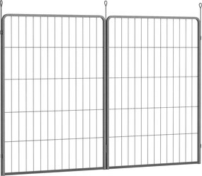PawHut Sada dvou rozšiřujících panelů 2 pro venkovní oplocení, 80 x 100 cm ocelový výběh pro štěňata pro malé až velké psy - Šedá | Aosom