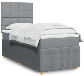 Box spring postel s matrací světle šedý 100 x 200 cm textil 3294267