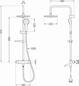 Mexen KX05 sprchový set s termostatickou vanovou baterií Kai, zlatá-bílá, 779000591-50