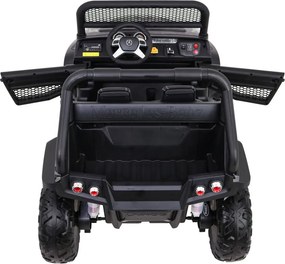 Ramiz Mercedes Benz Unimog elektrické autíčko pro děti maskáčové + pohon 4x4 + dálkové ovládání + nosič zavazadel + pomalý start + rádio MP3 + LED