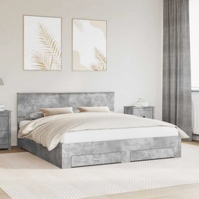 Rám postele s čelo Betonově šedá 180 x 200 cm Kompozitní dřevo 3408232