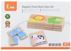 Viga Dřevěné magnetické puzzle - zvířátka