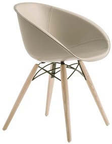 PEDRALI - Čalouněná židle GLISS WOOD 904/F DS - béžová kůže