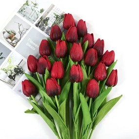 Bytová dekorace - kytice umělých tulipánů Balení: 5 ks, Barvy: K24 ČERVENÁ