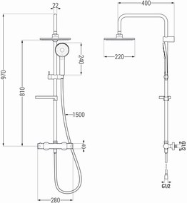 Mexen KX33 sprchový set s termostatickou baterií Kai, bílá, 771504091-20