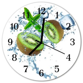 Skleněné hodiny kulaté kiwi