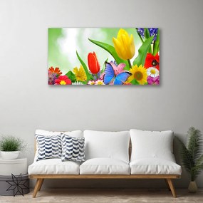 Obraz na plátně Motýl Květiny Příroda 100x50 cm