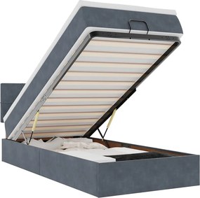 Osmanský rám postele s matrací tmavě šedá 80x200cm samet 3311736