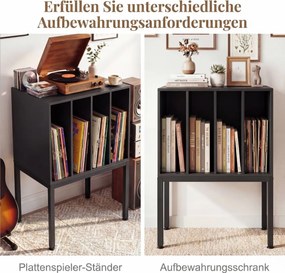 Costway Stojan na gramofon s integrovanou nabíjecí stanicí a 4 přepážkami