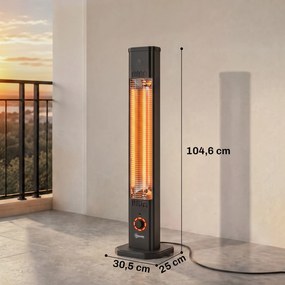 Outsunny Infračervený topný těleso 2000W z uhlíkových vláken stojací topení s dálkovým ovládáním, 8 úrovní topení, ochranný kryt, časovač, ochrana pr…