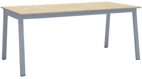 Kancelářský pracovní stůl PRIMO BASIC, šedostříbrná podnož 1800 x 900 mm, dub přírodní