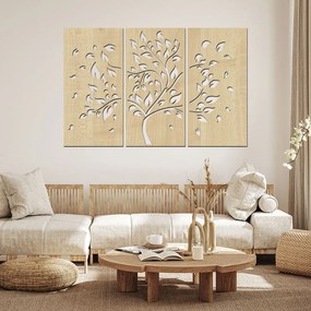 dřevo života 3 dílný dřevěný strom PODZIM Barevný vzor: Bílá, Rozměry (cm): 150x100