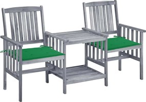 vidaXL Zahradní židle s čajovým stolkem a poduškami masivní akácie [3061307] Barva: Zelená