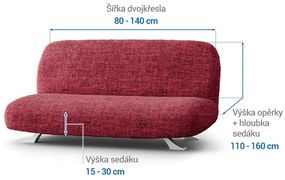 Bielastické potahy VITTORIA bordó dvojkřeslo s dřevěnými rukojeťmi (š. 80 -140 cm)