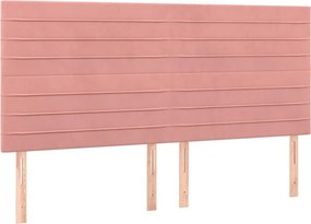 Box spring postel s matrací a LED růžová 160x200 cm samet 3136196