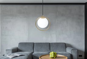 Toolight, Stropní lampa visící skleněná koule 1xE27 APP430-1CP, zlatá-bílá, OSW-01560