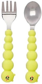 Melii Dětská vidlička a lžička Housenka - žlutá