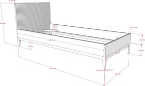 Jednolůžková postel z dřevotřísky v dekoru ořechu bez roštu 90x200 cm v tmavě přírodní barvě Ilyas – Vipack