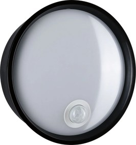 P 94698 LED venkovní nástěnné svítidlo Platomo pohybové čidlo IP44 kruhové 180mm 3000K 14,5W 230V černá umělá hmota - PAULMANN