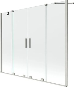 Mexen Velar Duo, posuvná 2-křídlová vanová zástěna 170x150 cm, 8mm čiré sklo, broušený nikl, 896-170-000-02-97