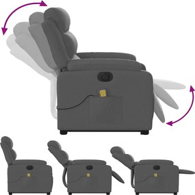 Elektrické zvedací masážní polohovací křeslo tmavě šedé textil 3205017
