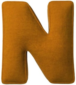 OnaDnes -20% Yellow Tipi Cihlově oranžový sametový polštář písmeno N 40 cm