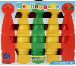 WADER Kuželky s míčky / Bowling sada / 9 kuželek + 2 míčky / 24 cm / P