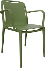 Kvalitní židle křeslo VELAIR zelená verde oliva | pro venkovní i vnitřní použití | plastová | stohovatelná | NOSNOST 130 kg | VYROBENO v ITÁLII