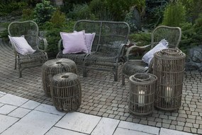 Zahradní stolek  / puf CANNES přírodní ratan 35 cm