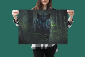 Plakát - Černý panter (puma) v lese FeelHappy.cz Velikost plakátu: A0 (84 x 119 cm)