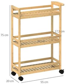 Servírovací stolek, kolečka, přírodní bambus, NoBi PERLA