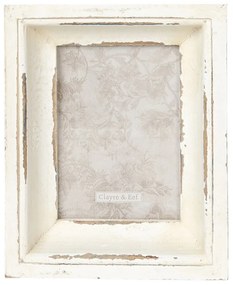 Bílý dřevěný fotorámeček Tryne s patinou – 13x18 cm