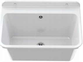 Sink Quality Universe, univerzální plastová výlevka 61x41x30 cm + sifon, 1-komorová, bílá, SKQ-KGLK60-WH